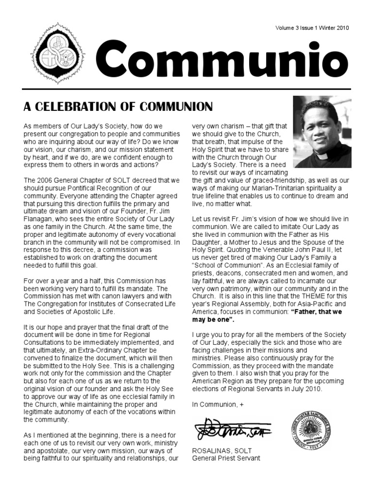 SOLT Communio Spring 2010 | PDF | Eucharist | Disciple (Christianity)