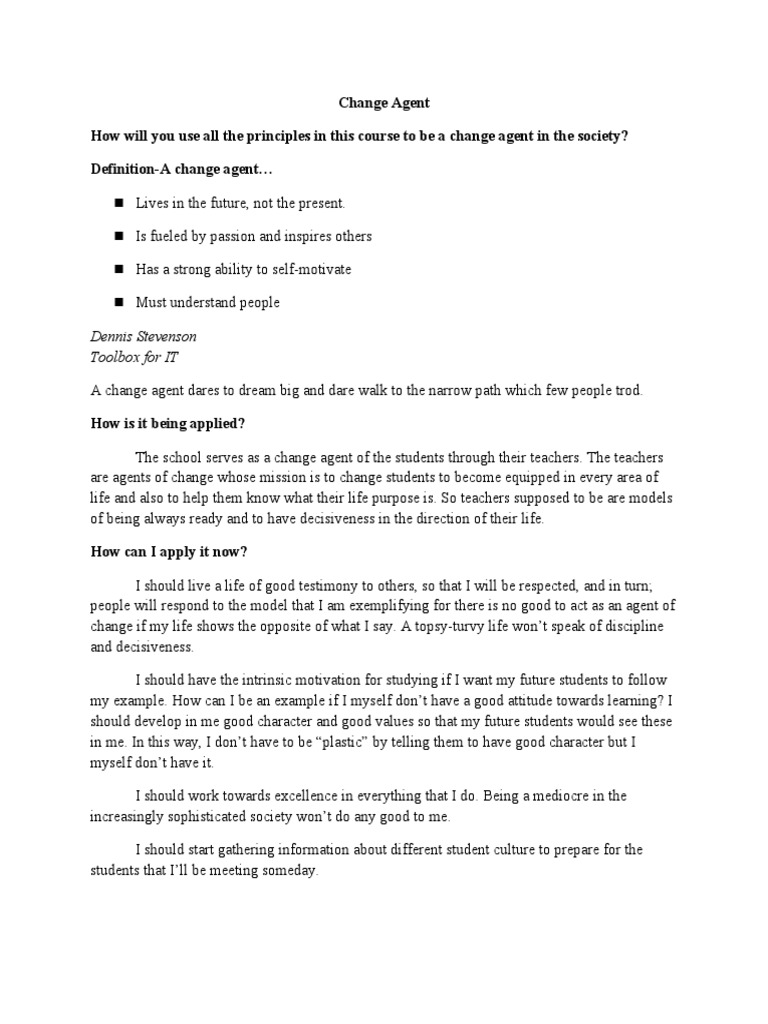 Change Agent | PDF | Psychological Concepts | Human Nature