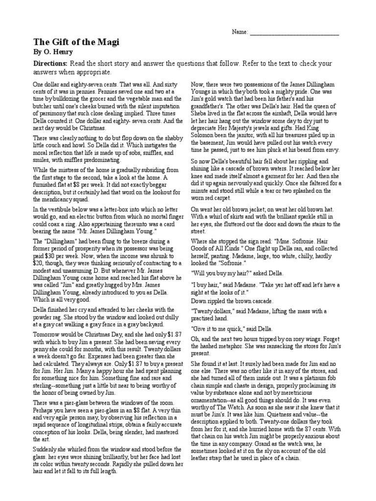 The Gift of The Magi: Answers When Appropriate | PDF