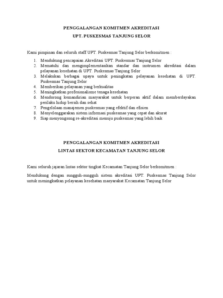 Contoh Komitmen Bersama | PDF