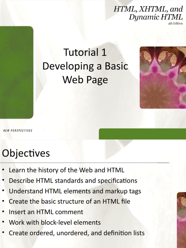 Tutorial 1 Developing A Basic Web Page | PDF | Html | Html Element