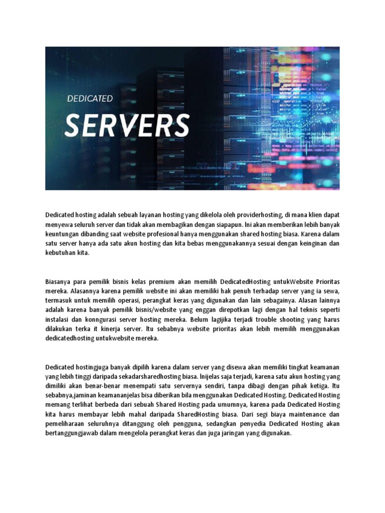 Dedicated Hosting Server | PDF