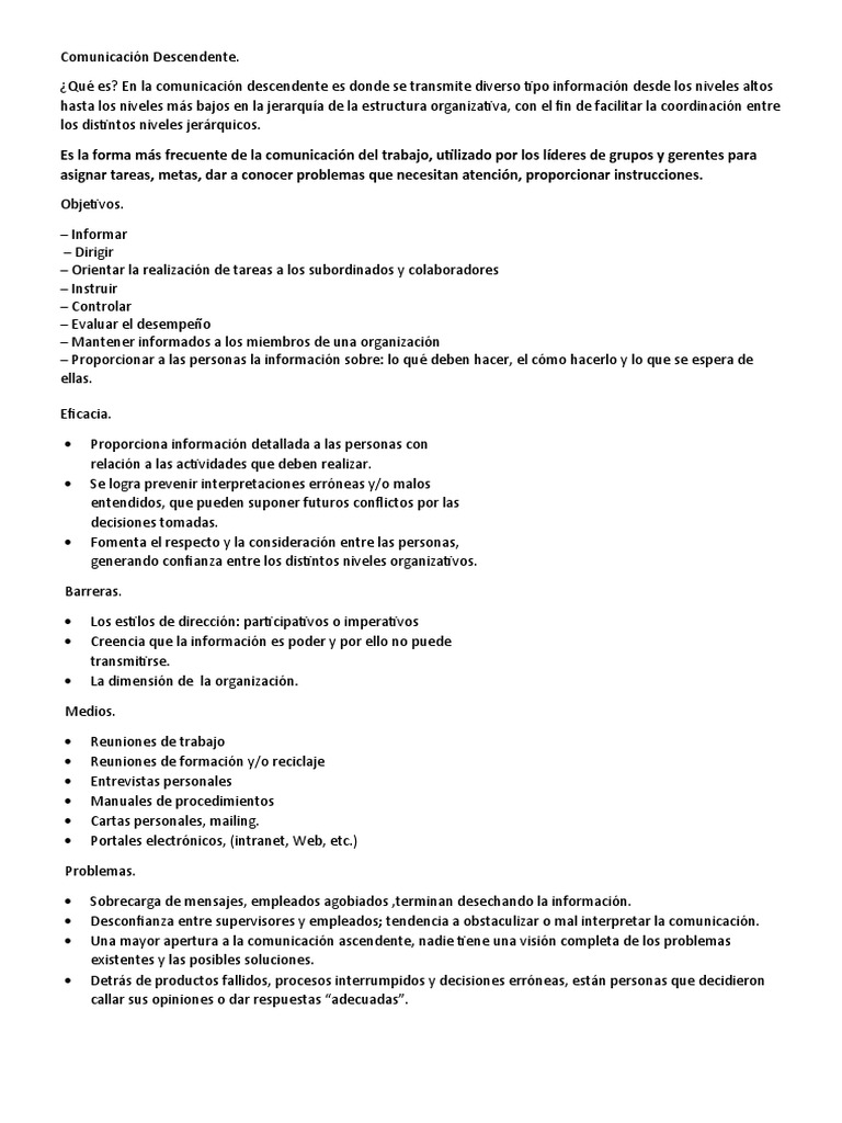 Comunicación Descendente | PDF