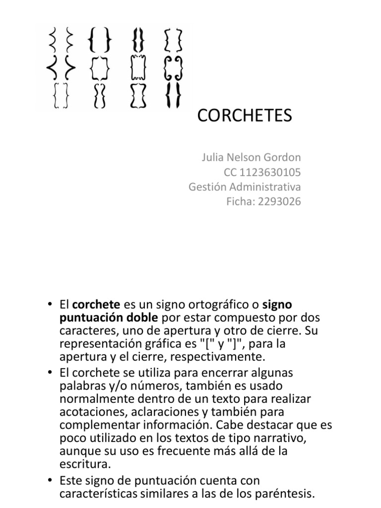 CORCHETES | PDF | Soporte | Puntuación