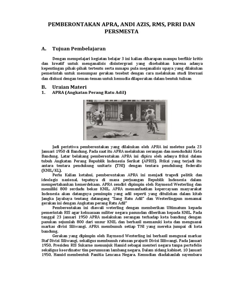 Pemberontakan APRA dan Dampaknya | PDF | Politik | Perjalanan