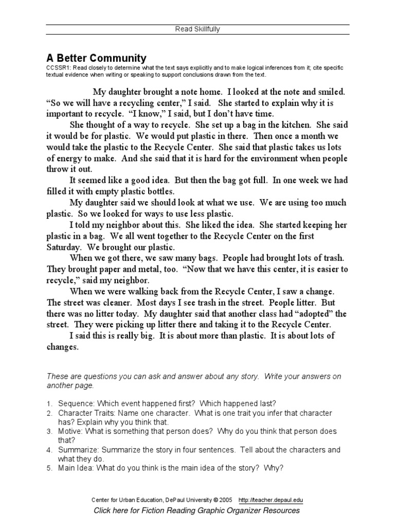 Reading 3rdgrade A Better Community | PDF | Recycling