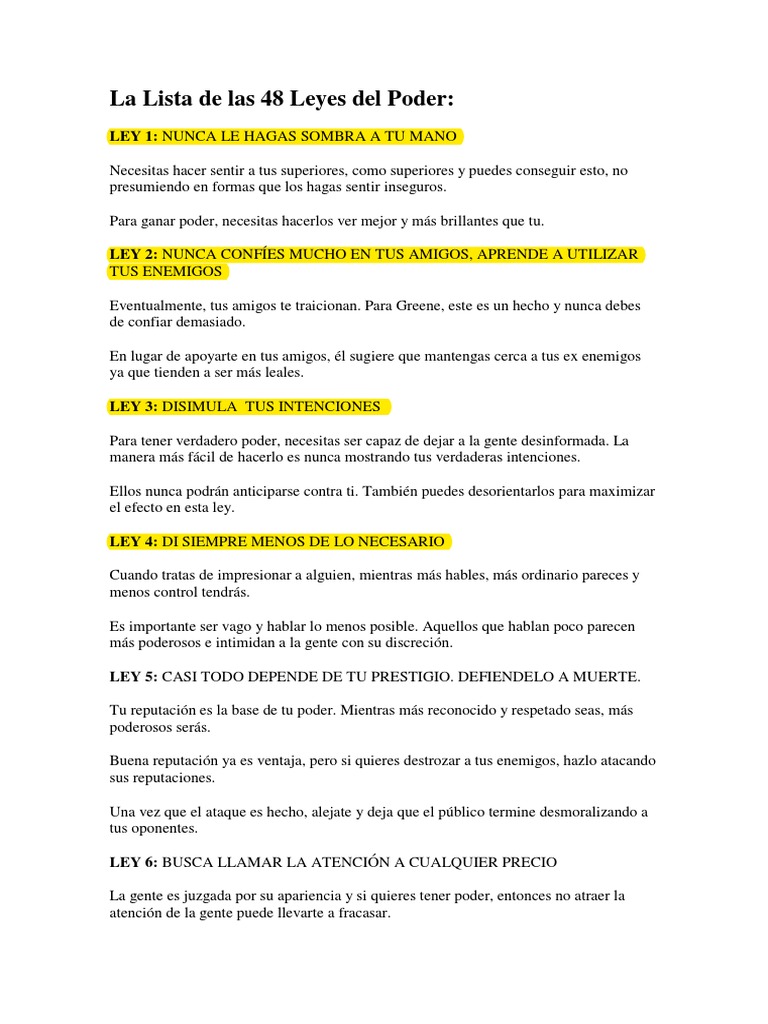 48 Leyes Del Poder | PDF
