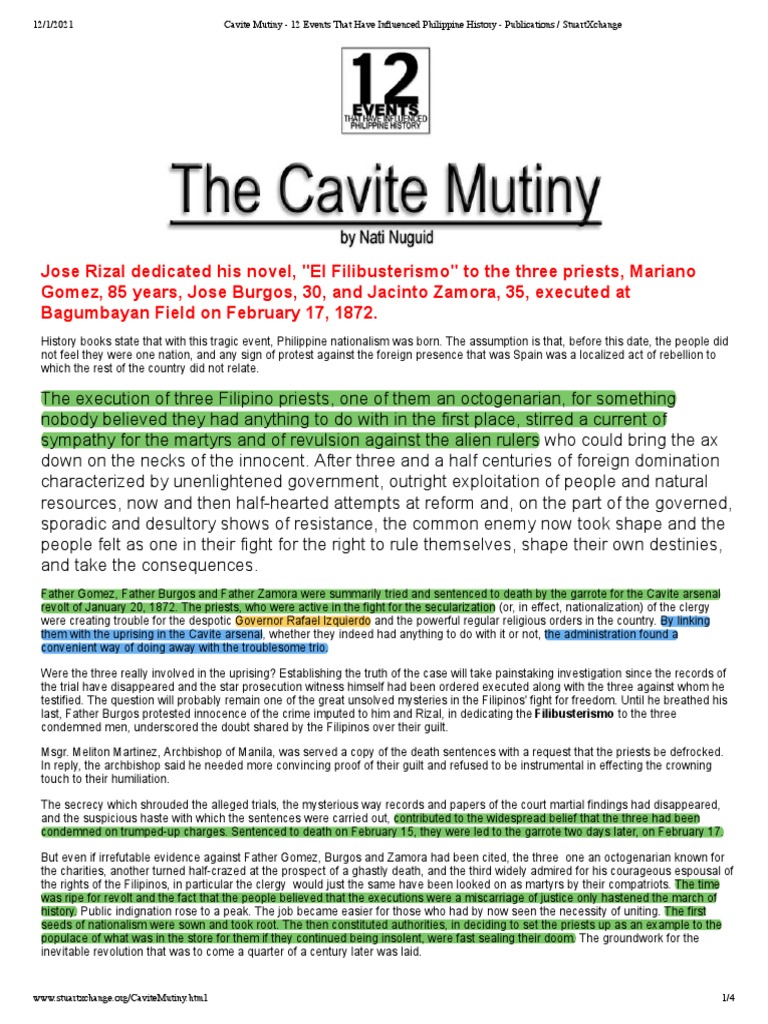 Cavite Mutiny 12 Events That Have Influenced Philippine History ...