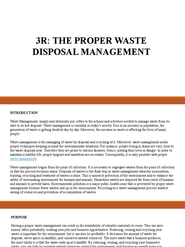 3R: The Proper Waste Disposal Management | PDF | Waste Management | Waste