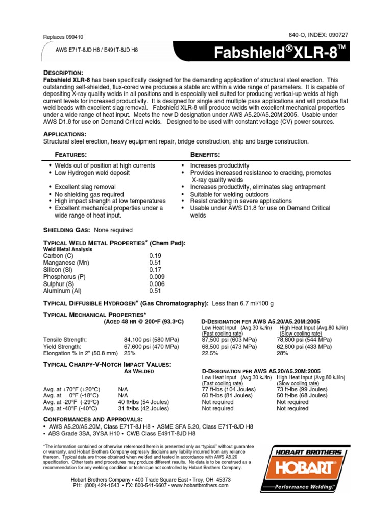 FabshieldXLR 8 | PDF | Welding | Construction