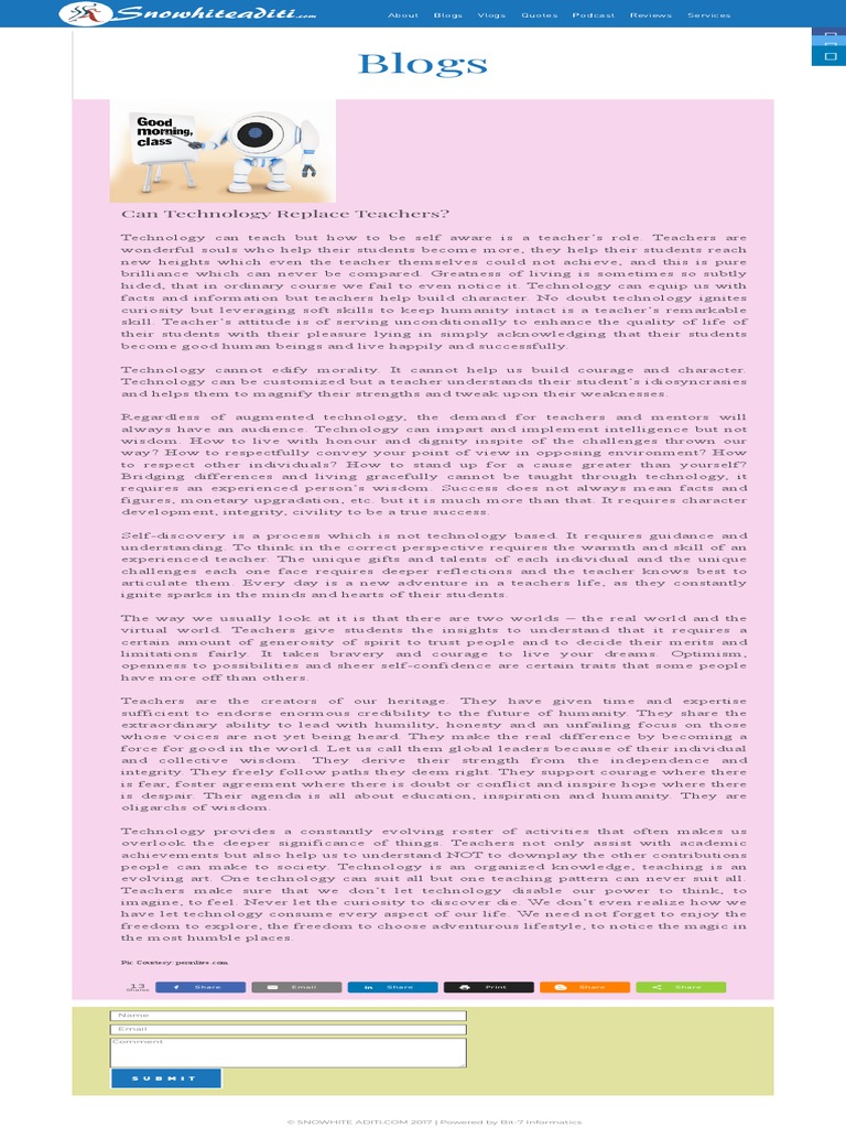 Can Technology Replace Teachers | PDF | Courage | Wisdom