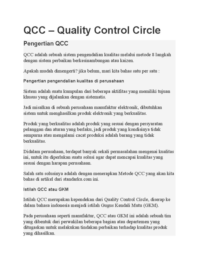 QCC - Quality Control Circle | PDF | Seni