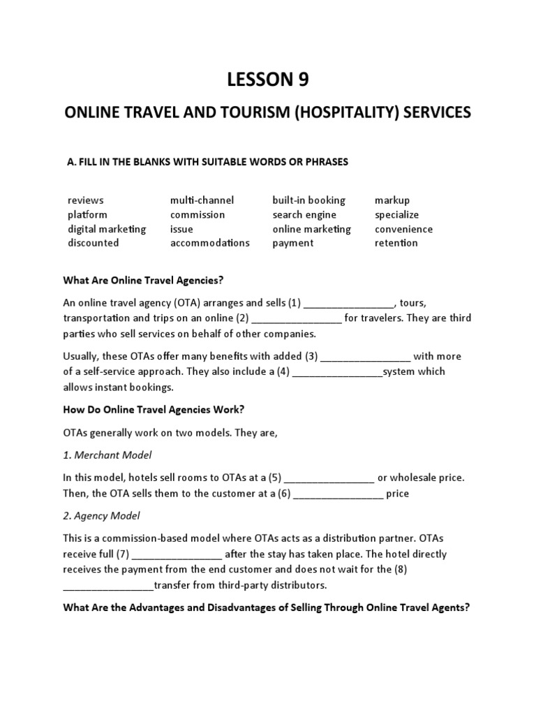 Lesson 9 - Online Travel | PDF | Travel Agency | Priceline.Com