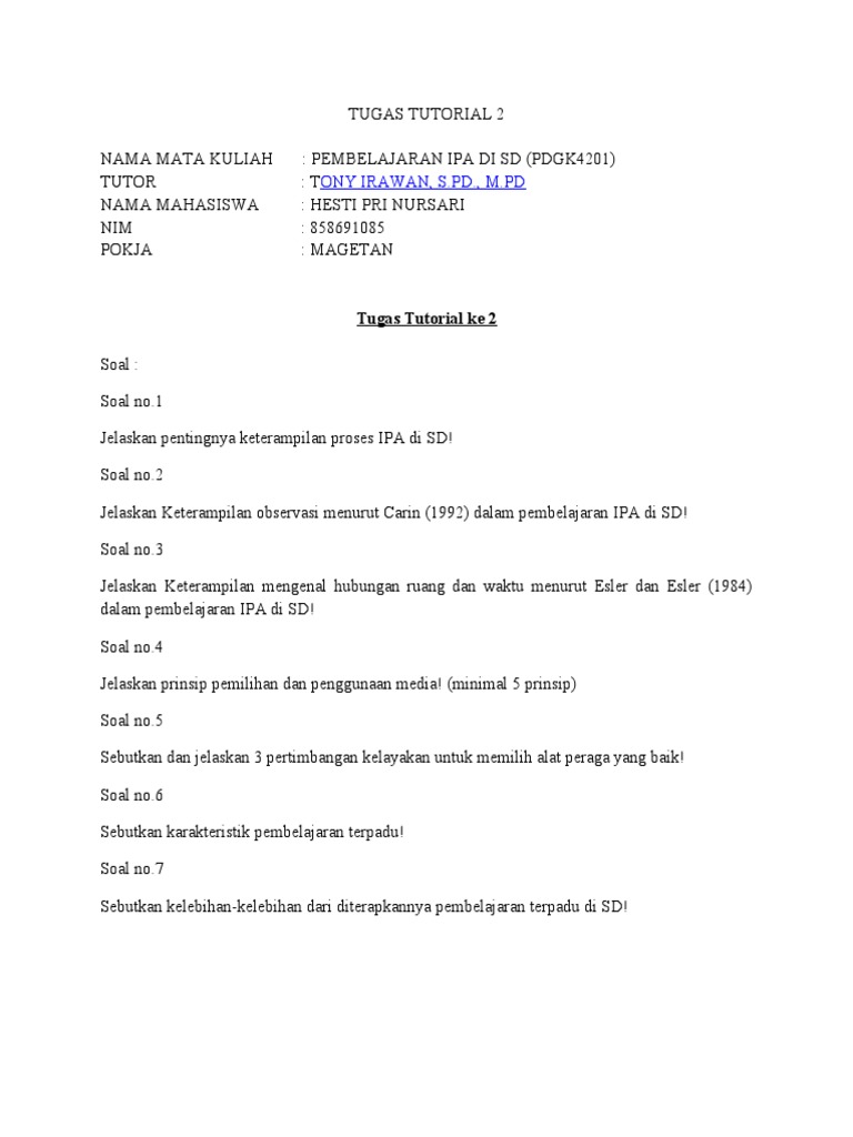Tugas Tutorial 2 - Hesti Pri Nursari - 858691085 - IPA | PDF