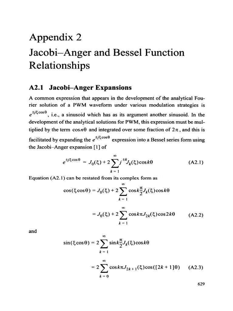 Appendix 2 JacobiAnger and Bessel Function Relationships | PDF | Trigonometric Functions | Sine