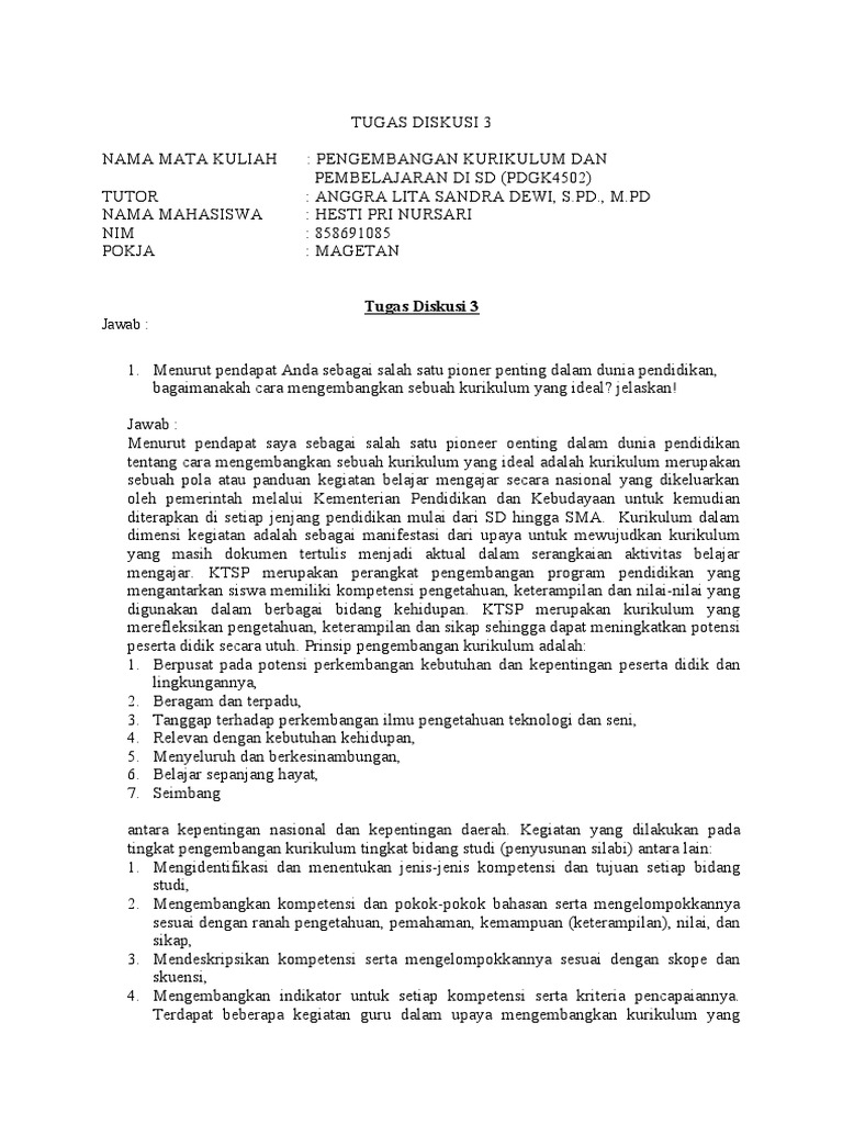 Pengembangan Kurikulum SD | PDF | Pengembangan Diri | Sains & Matematika