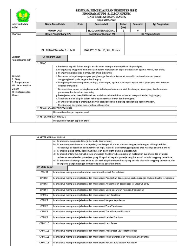 Rps-Obe Hukum Laut | PDF