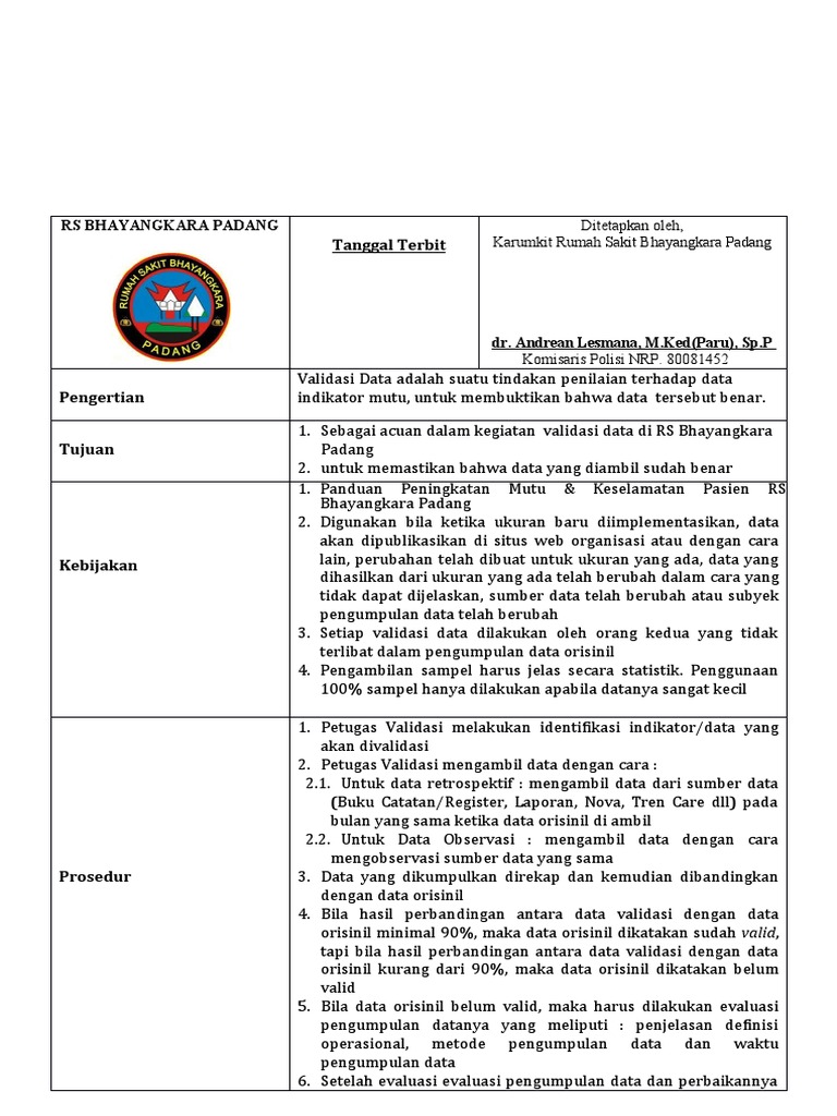 Sop Validasi Data | PDF