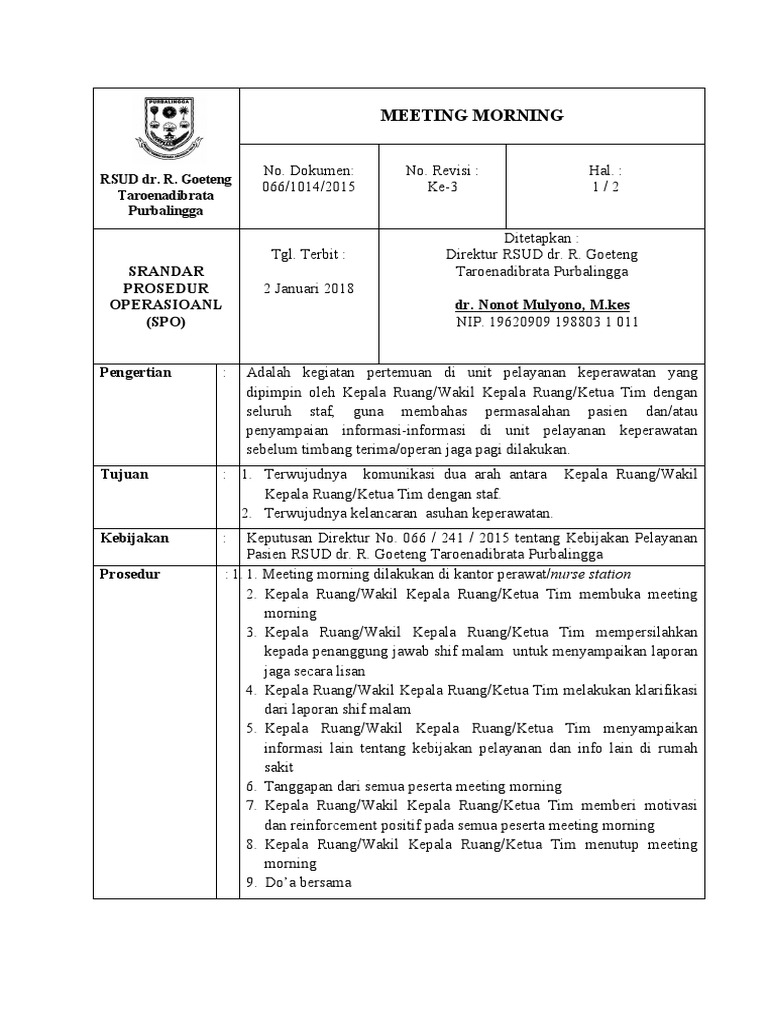Sop Meeting Morning | PDF
