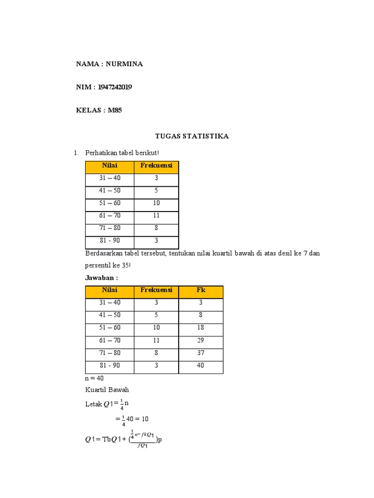 Tgs Statistika P6 - Nurmina - M85 | PDF