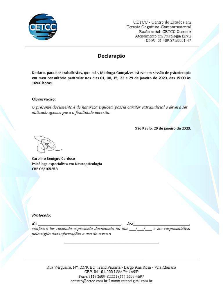 Modelo de Declaração | PDF