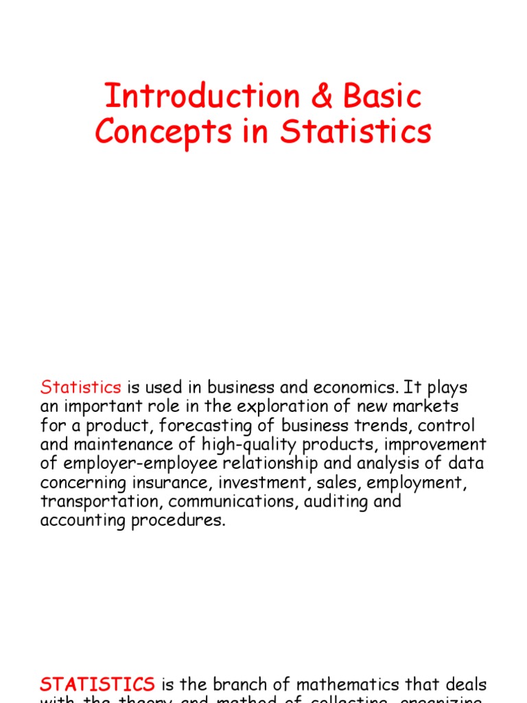 Introduction & Basic Concepts in Statistics | PDF | Sampling ...