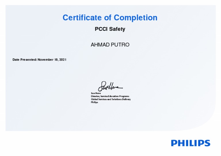 PCCI Safety - Philips Service Training Certificate of Completion-1 | PDF