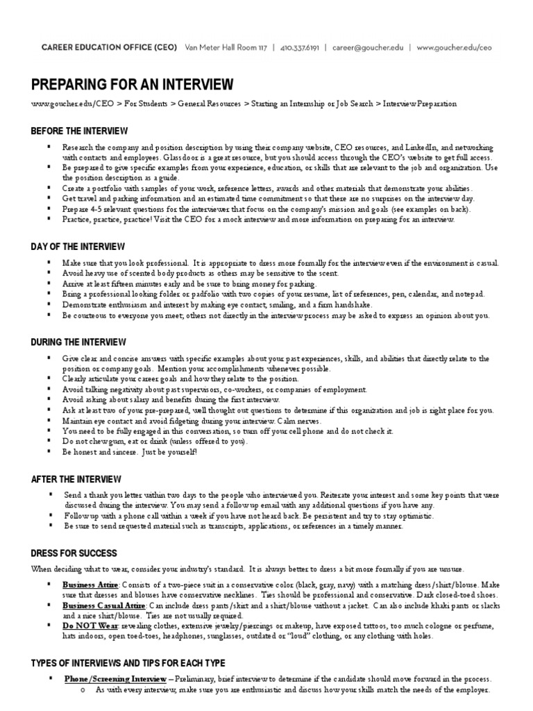Preparing For An Interview | PDF | Interview | Résumé
