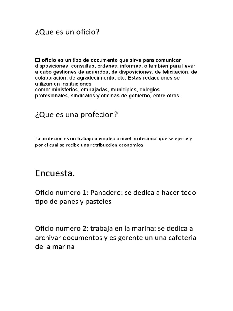 ¿Que Es Un Oficio | PDF