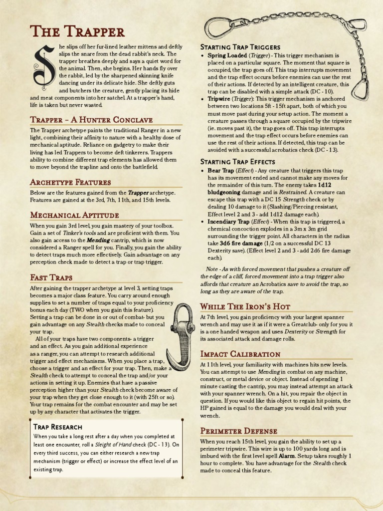 The Trapper: Trapper - A Hunter Conclave | PDF | Trapping | Trigger ...