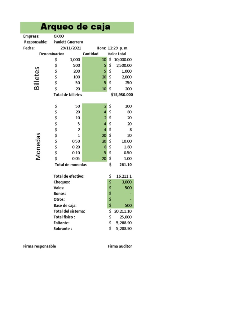 Arqueo de Caja PDF PDF