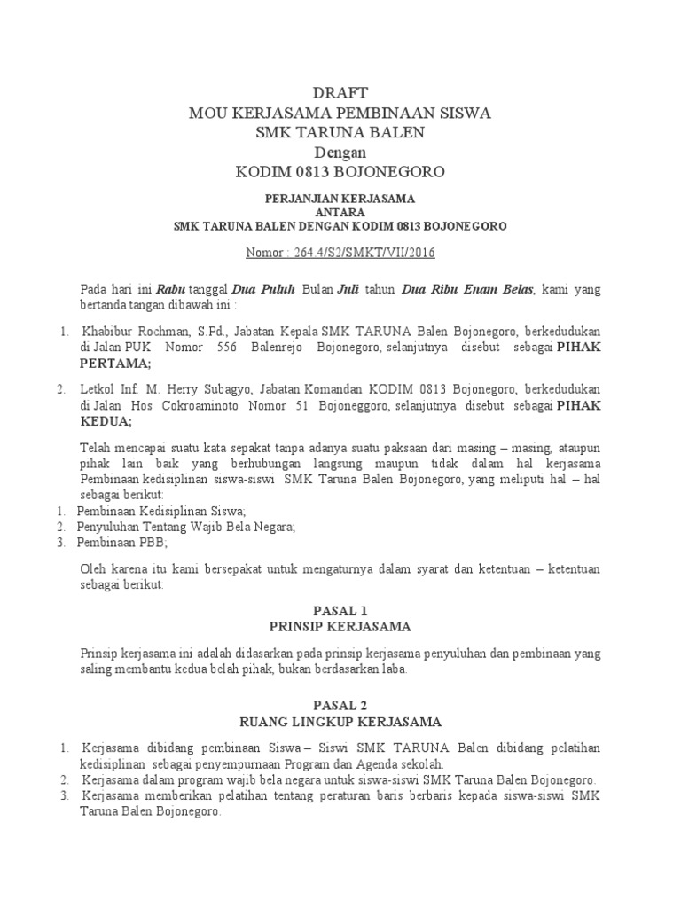 Draft Mou Koramil | PDF