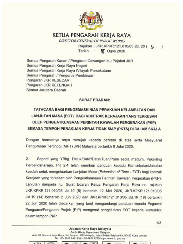 Surat Edaran EOT Pasca PKP | PDF