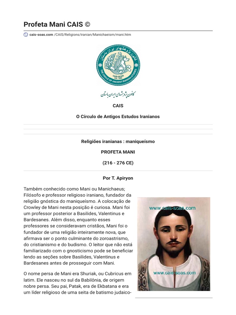 Profeta Mani CAIS © | PDF | Catarismo | Adão e Eva