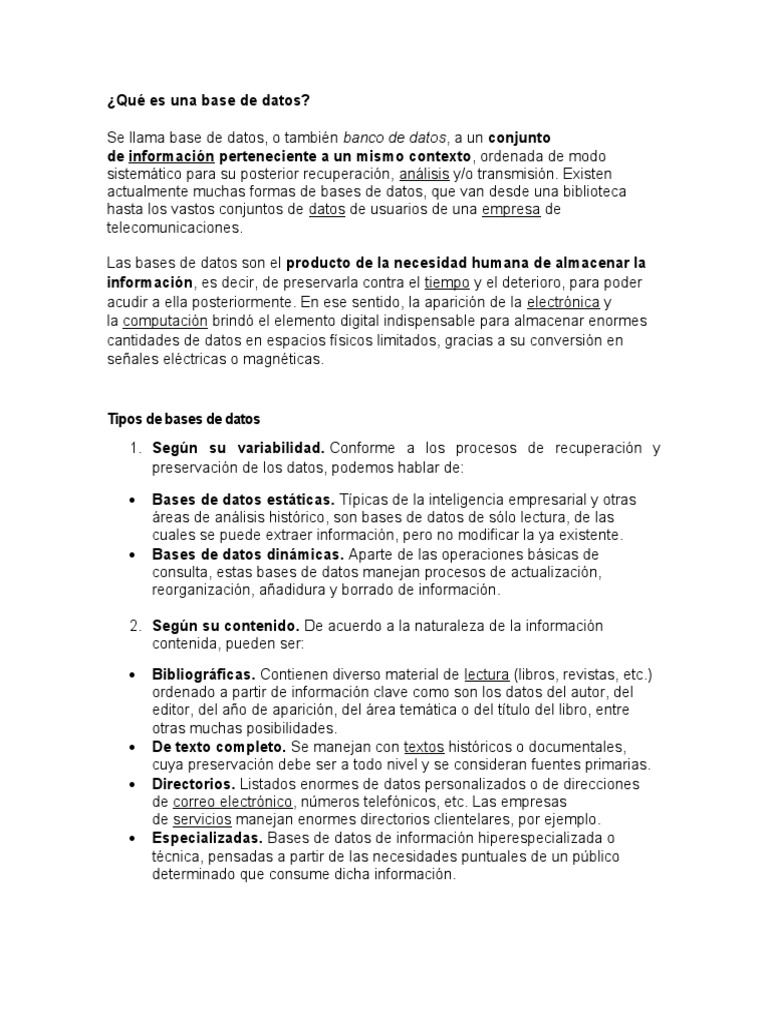 Qué Es Una Base de Datos | PDF | Informática | Tecnología