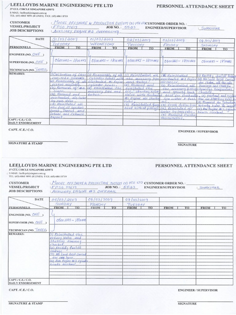 Aux Engine 2 Overhaul Report by Lee Loyeds - Page 3 | PDF