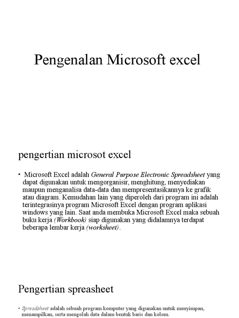 Pengenalan Microsoft Excel | PDF