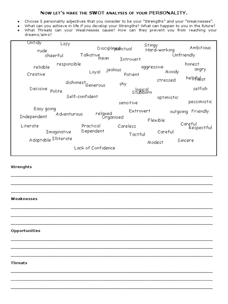 N ' Swot Personality.: OW LET S Make THE Analysis OF Your | PDF ...
