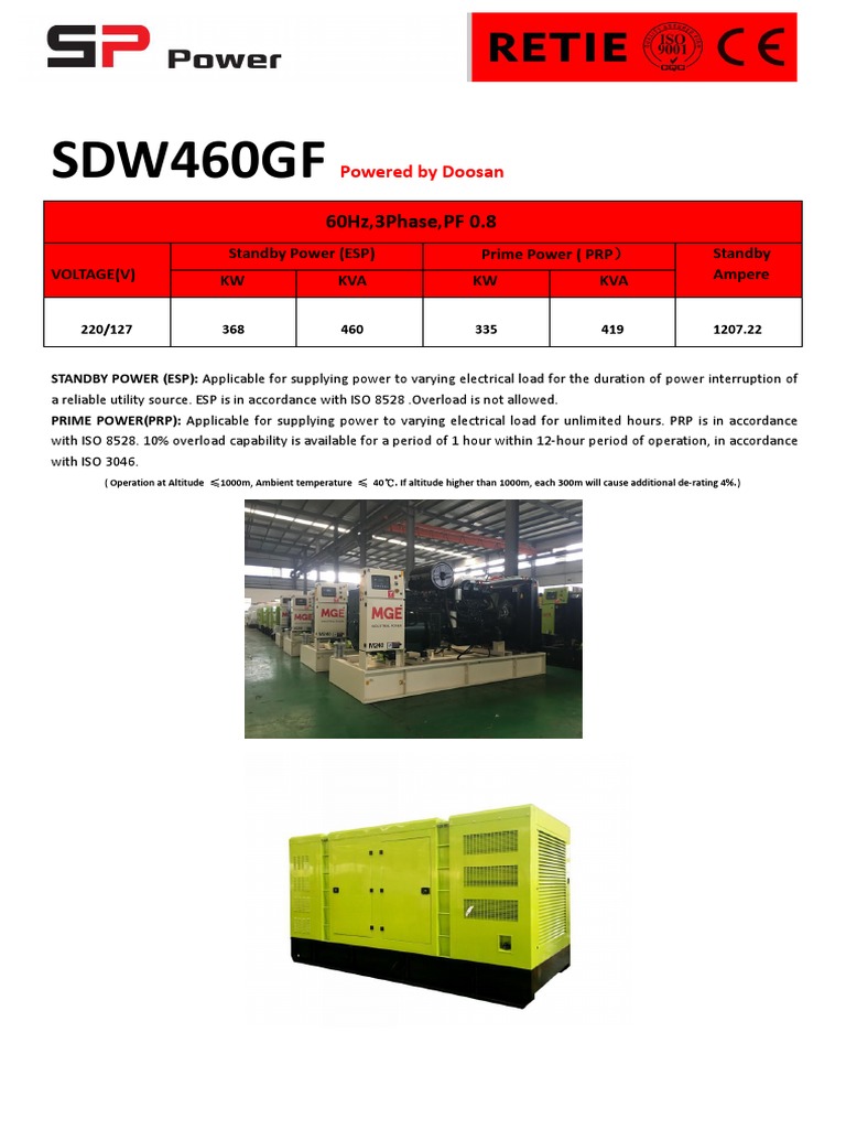 Ficha Tecnica GE 460 Kva Modelo SDW460GF | PDF | Electrical Engineering ...