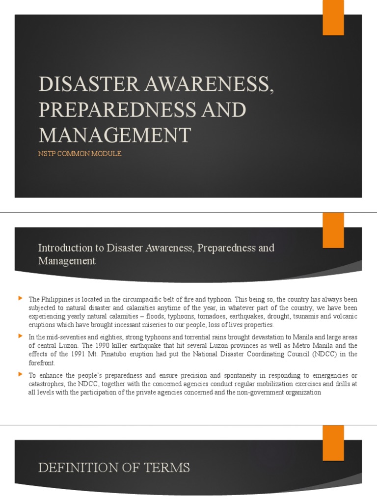 Disaster Awareness, Preparedness and Management | PDF | Hazards ...