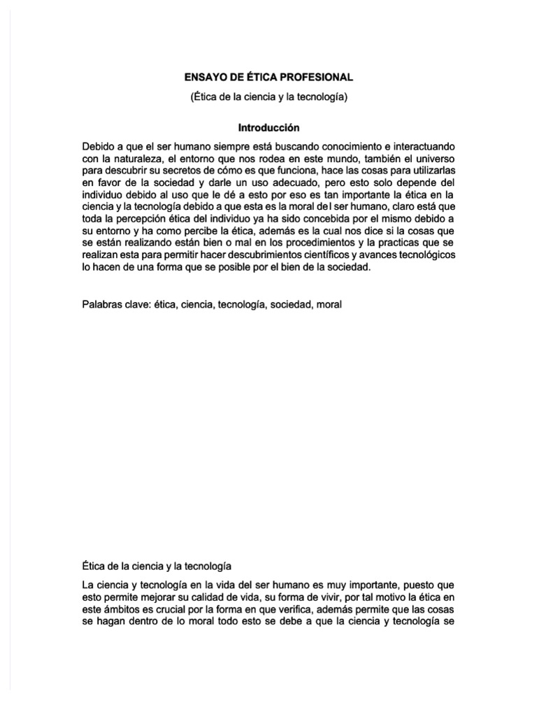 PDF Ensayo Etica de La Ciencia y La Tecnologia Compress | PDF ...