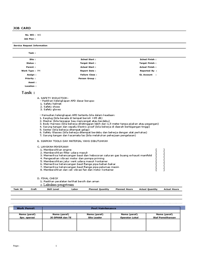 Job Card | PDF
