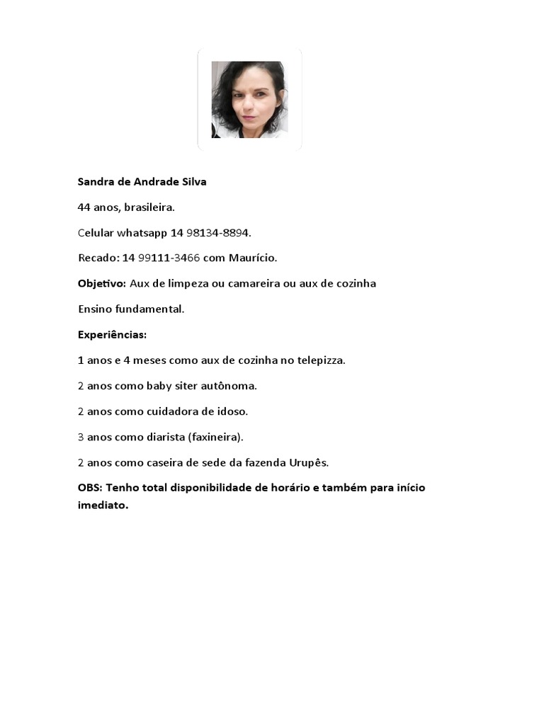 Curriculo Sandra | PDF