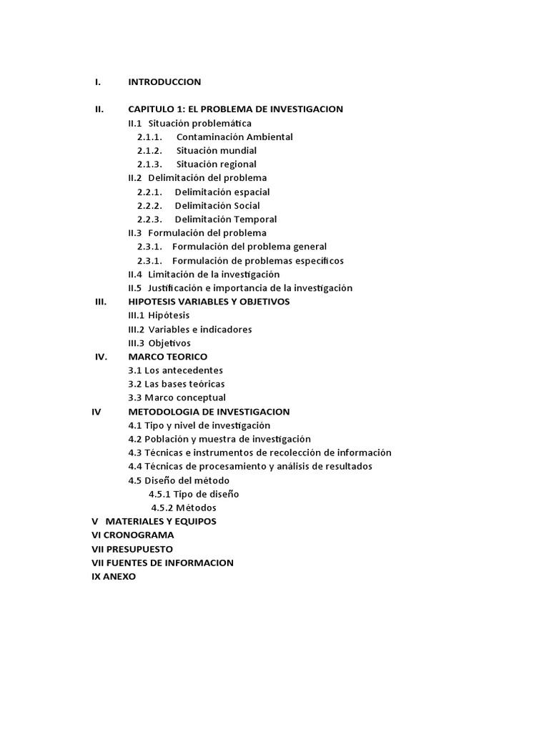 Indice de Un Proyecto | PDF