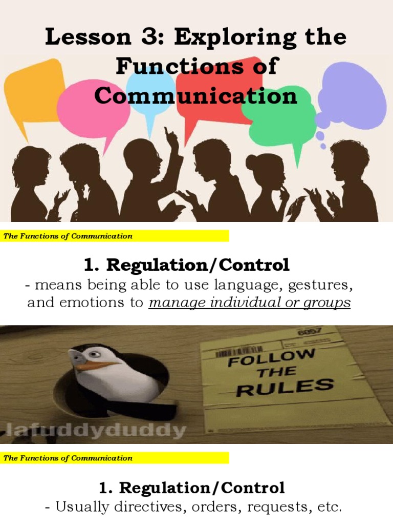 Lesson 3 - The Functions of Communication | PDF | Nonverbal ...