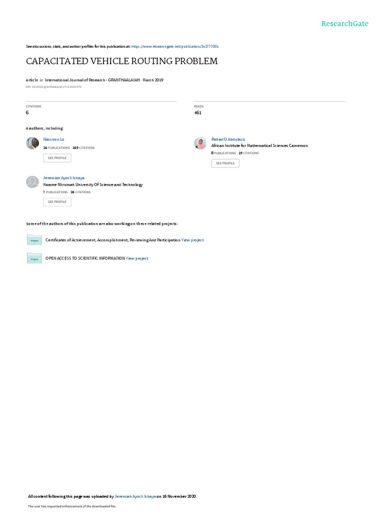 Capacitated Vehicle Routing Problem With Column Generation and ...