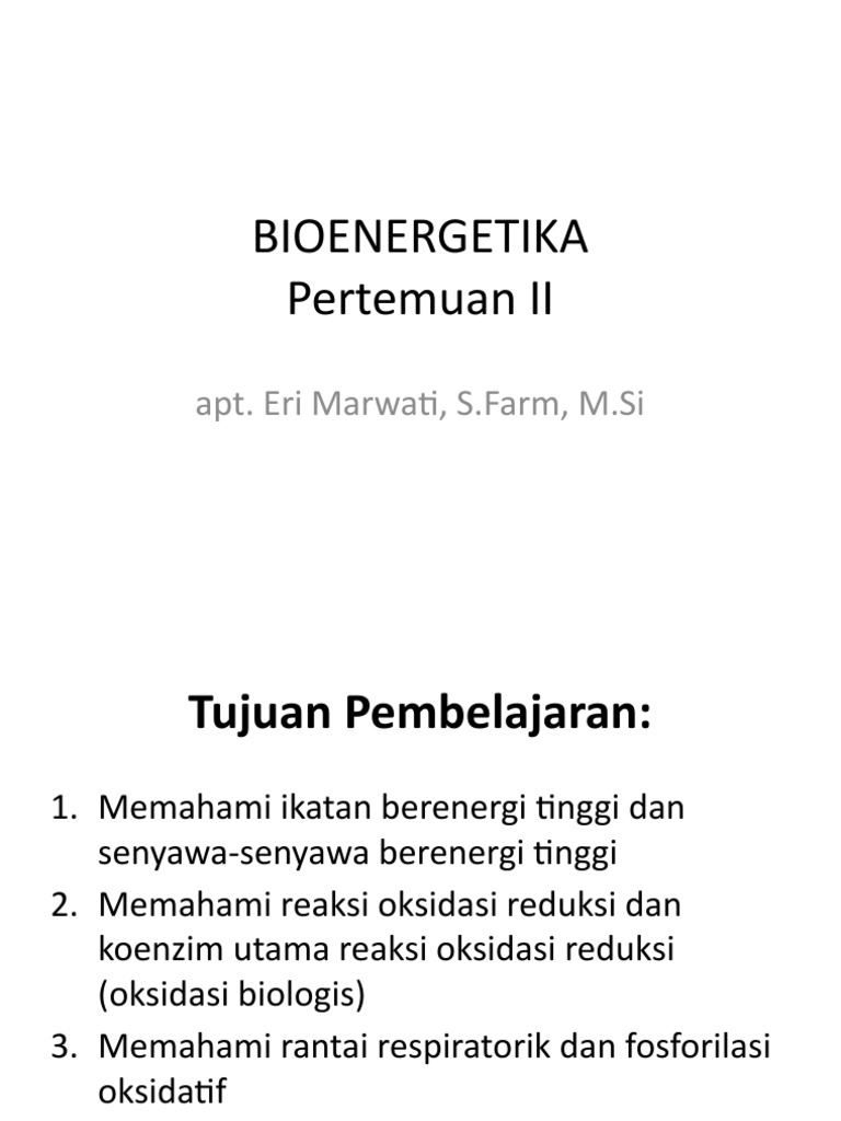 BIOENERGETIKA | PDF | Sains & Matematika