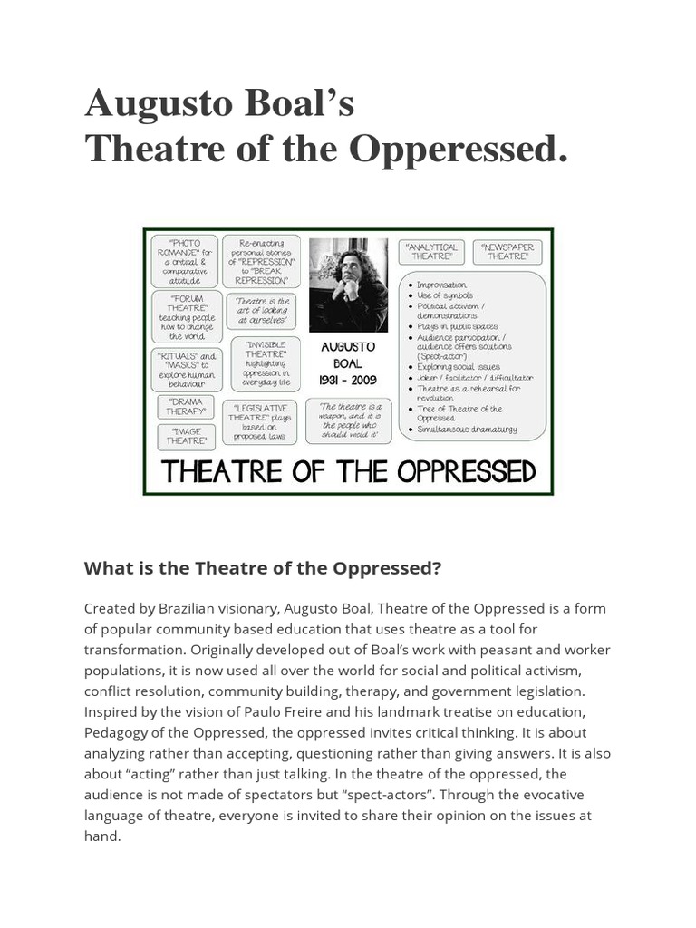 AUGUSTO BOAL - Forum Theatre & Spect-Actor | PDF