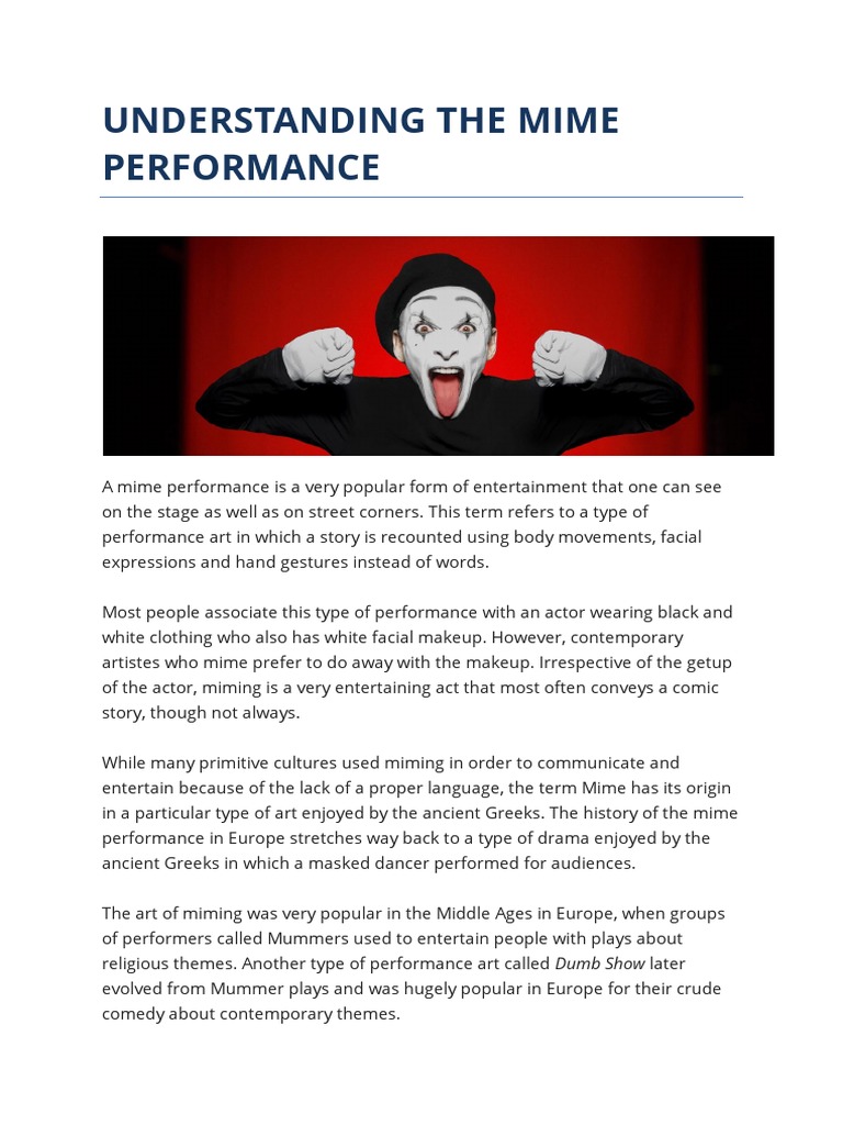 Understanding The Mime Performance | PDF | Classics
