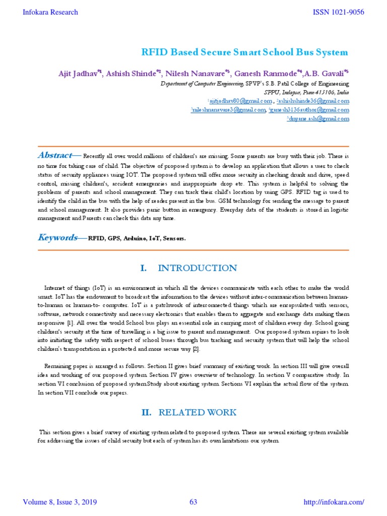 RFID Based Secure Smart School Bus System | PDF | Internet Of Things ...